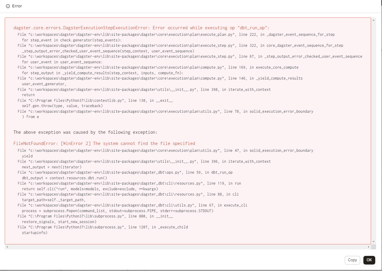Subprocess.Popen issue with dagster-dbt · Issue #6539 · dagster-io/dagster · GitHub