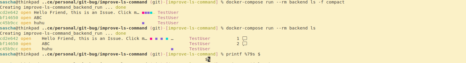 Output Of `git Bug Ls` Doesnt Fit In An 80 Column Terminal · Issue 699 · Git Buggit Bug · Github