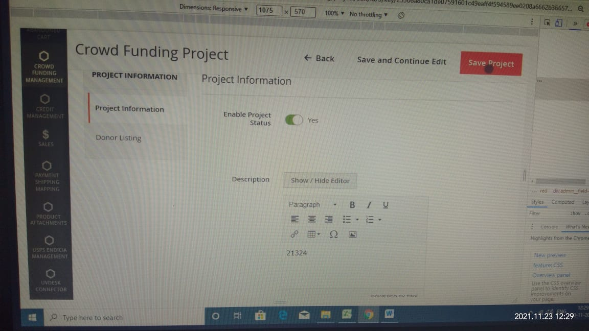 If we have removed Project Name. Still data saved with given previous ...