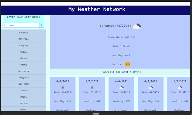 GitHub - ReemMDA99/My-Weather-Network: Uses the OpenWeather API to ...