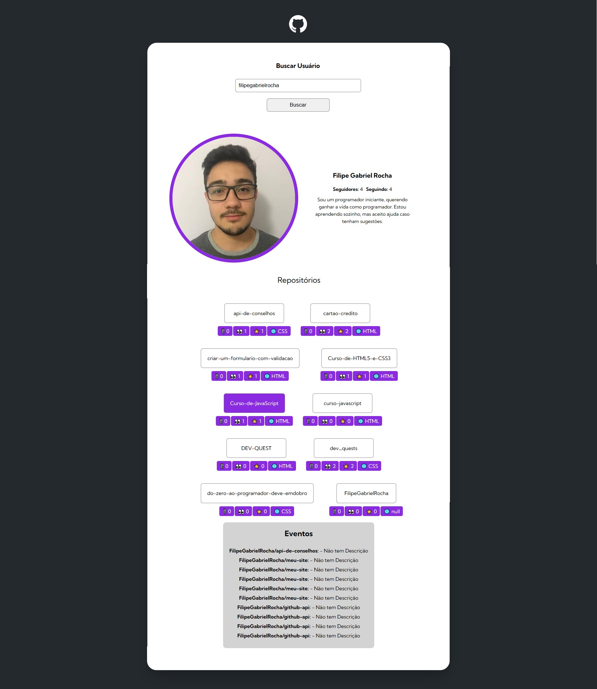 GitHub - FilipeGabrielRocha/github-api: Um projeto que utiliza a API do ...