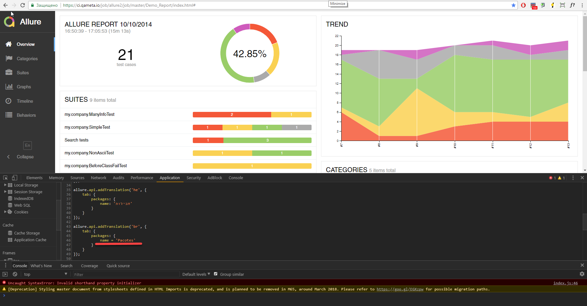 Packages Tab Is Not Shown In Demo Report Due To Invalid Initializer · Issue 740 · Allure
