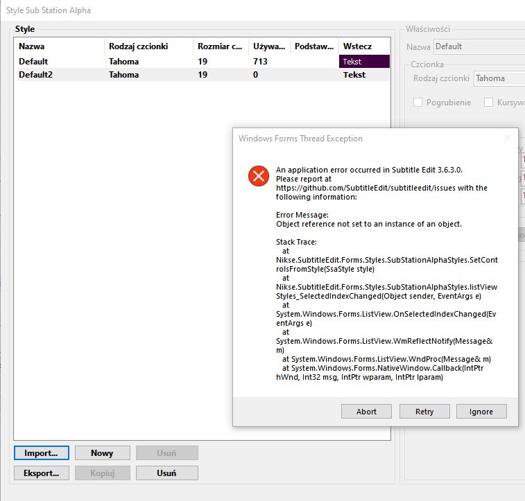Problem With Style Sub Station Alpha · Issue 5489 · Subtitleeditsubtitleedit · Github 
