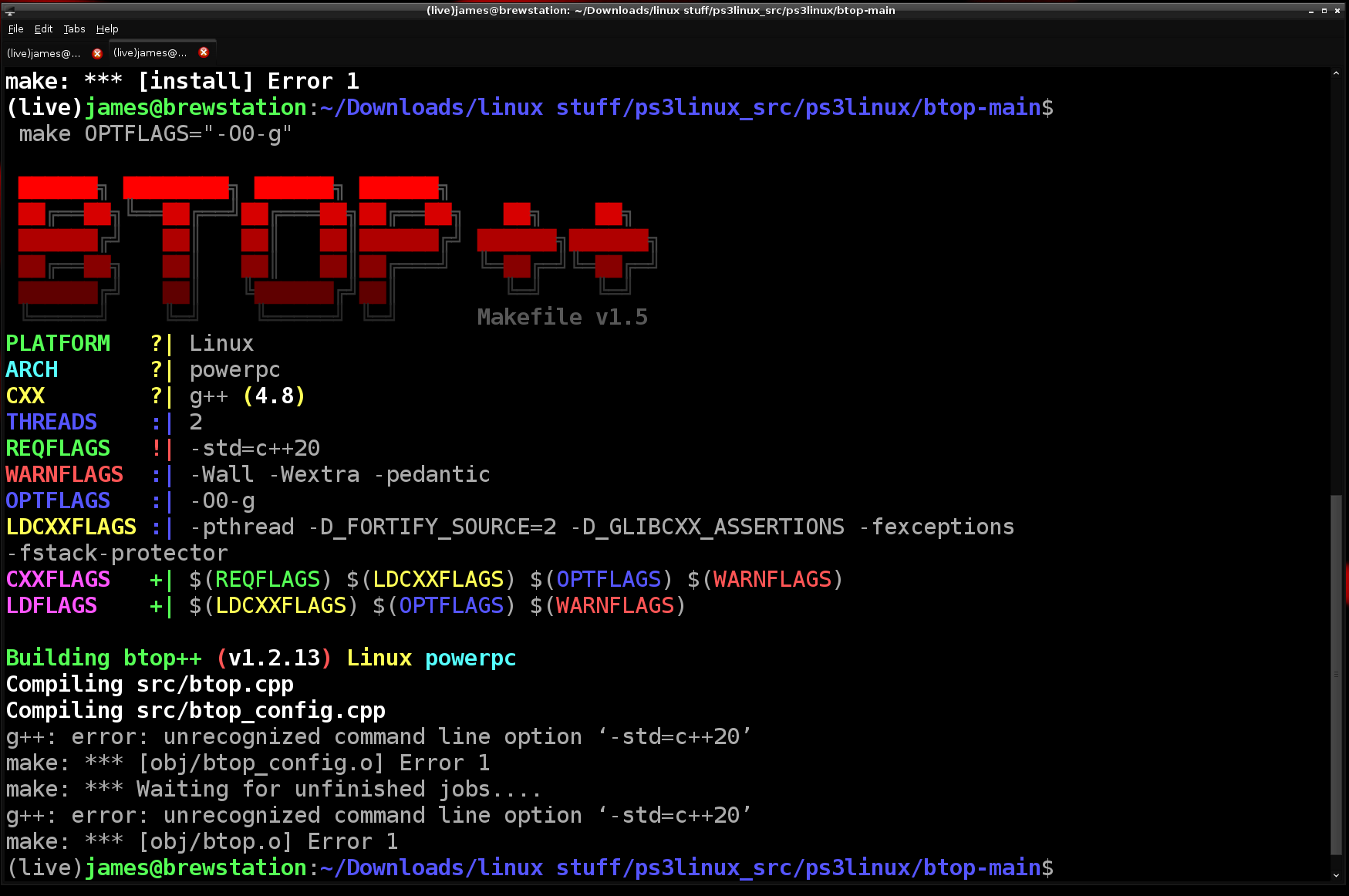[bug] Cp Cannot Stat Bin Btop No Such File Or Directory When Compiling On Powerpc Debian 8