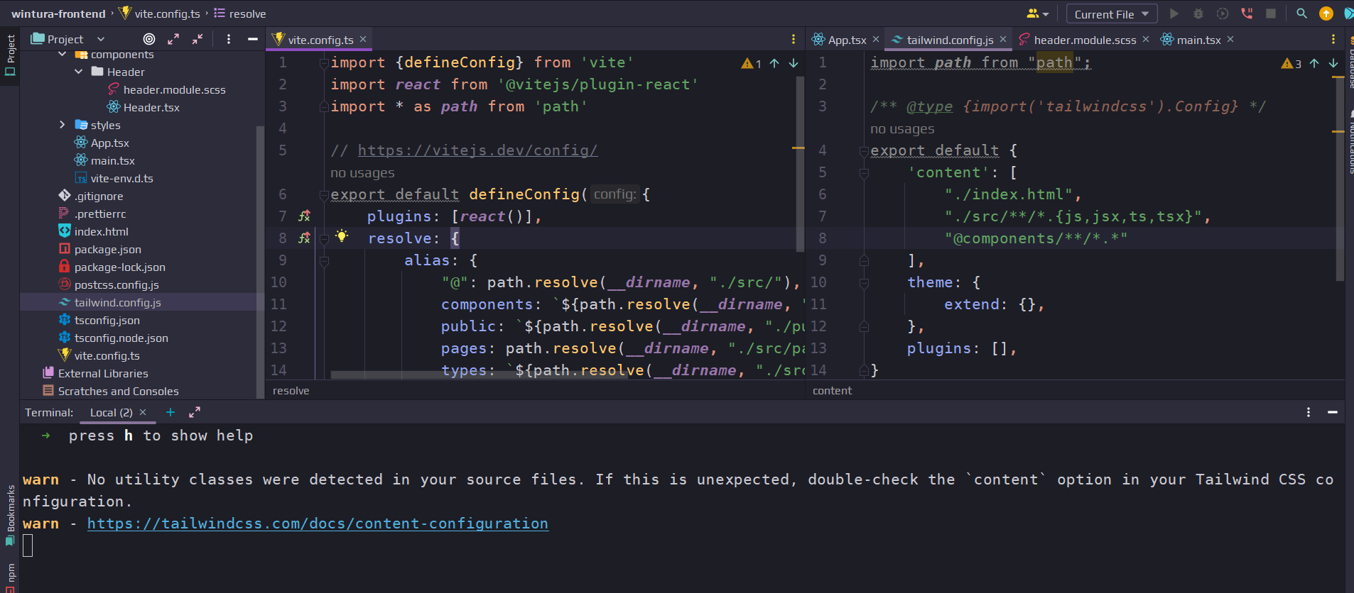 No utility classes were detected in your source files. Content path configurate with vite ...