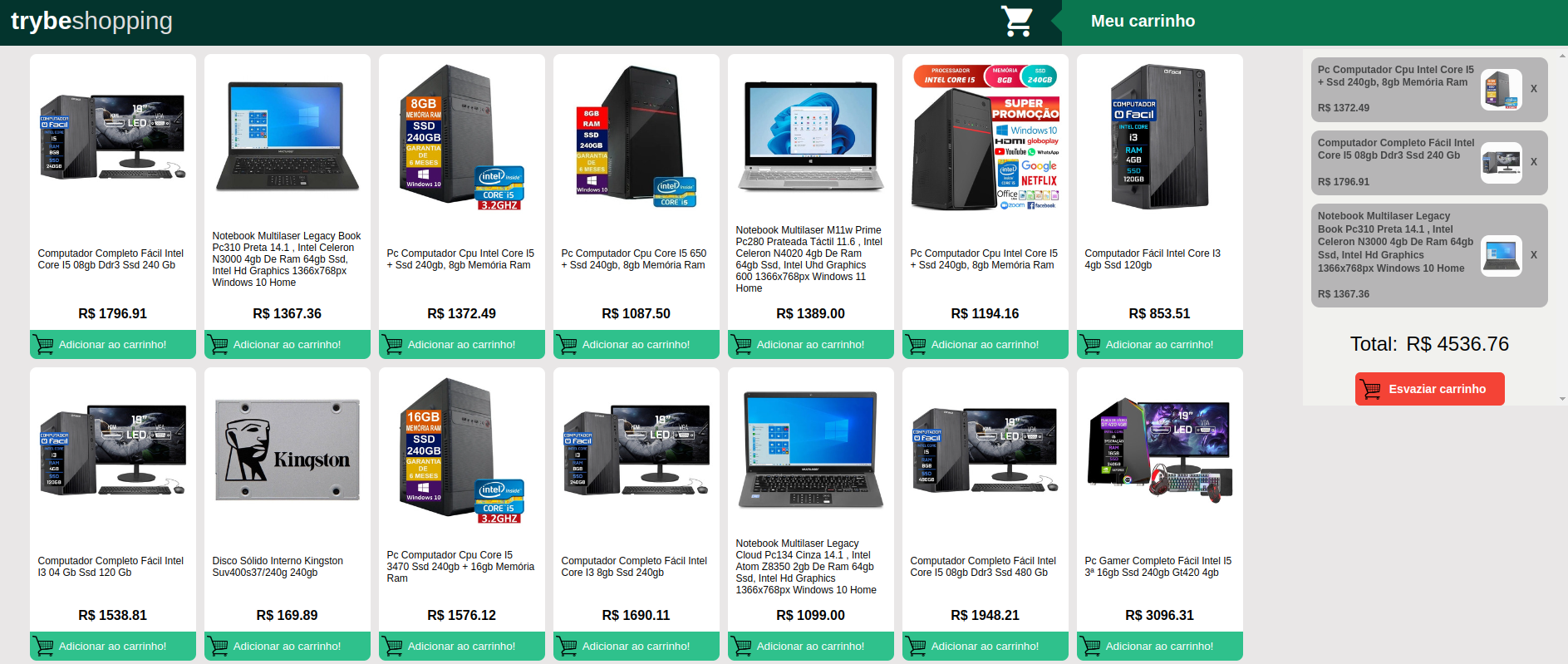 GitHub - FlavioVillar/Project-Shopping-cart: Projeto de carrinho de compras totalmente dinâmico ...