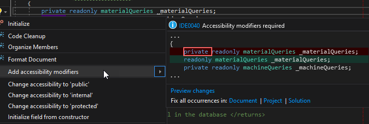 dotnet_style_require_accessibility_modifiers is stuck as "hidden" diagnostic · Issue #23229 ...