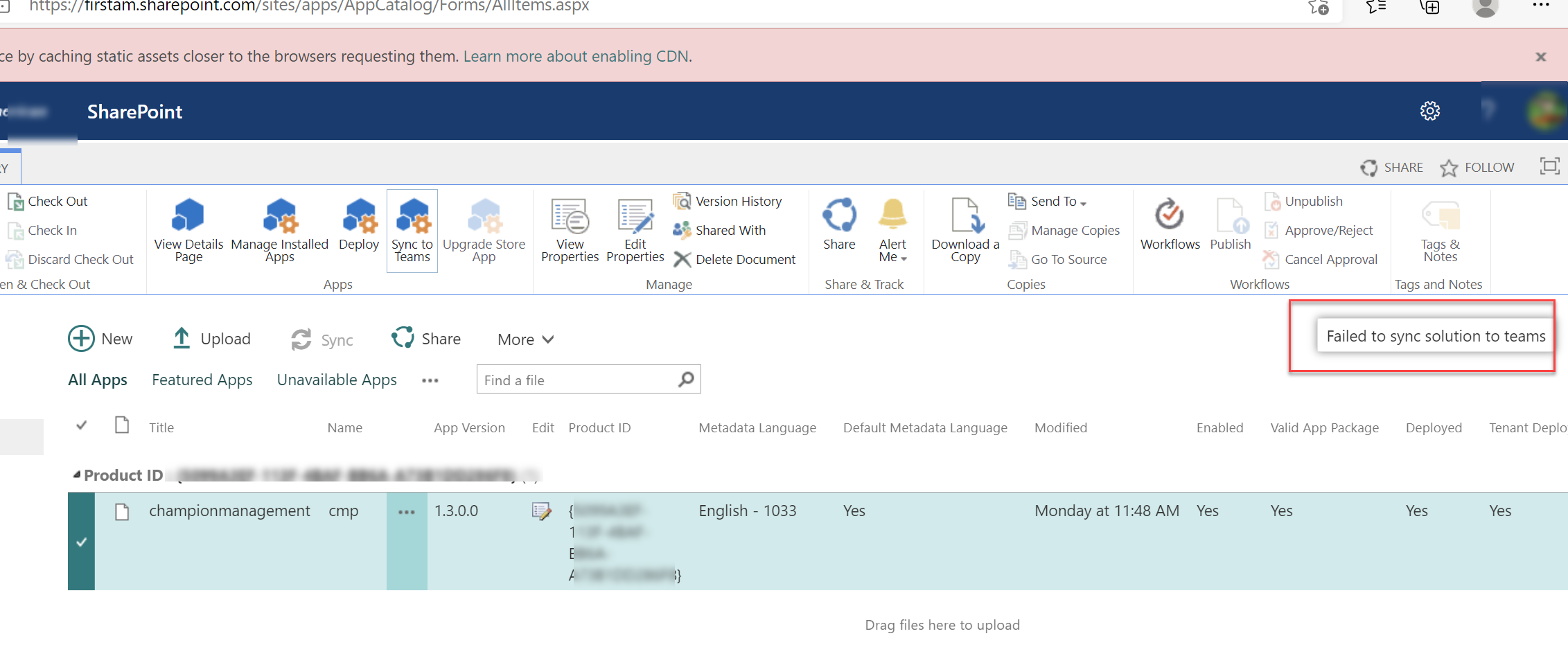 Fail to sync to Teams · Issue #67 · OfficeDev/microsoft-teams-apps ...