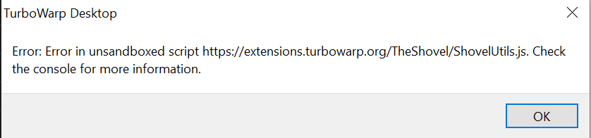 Error in unsandboxed script -unsanboxed extenstion link- Check the console for more information ...