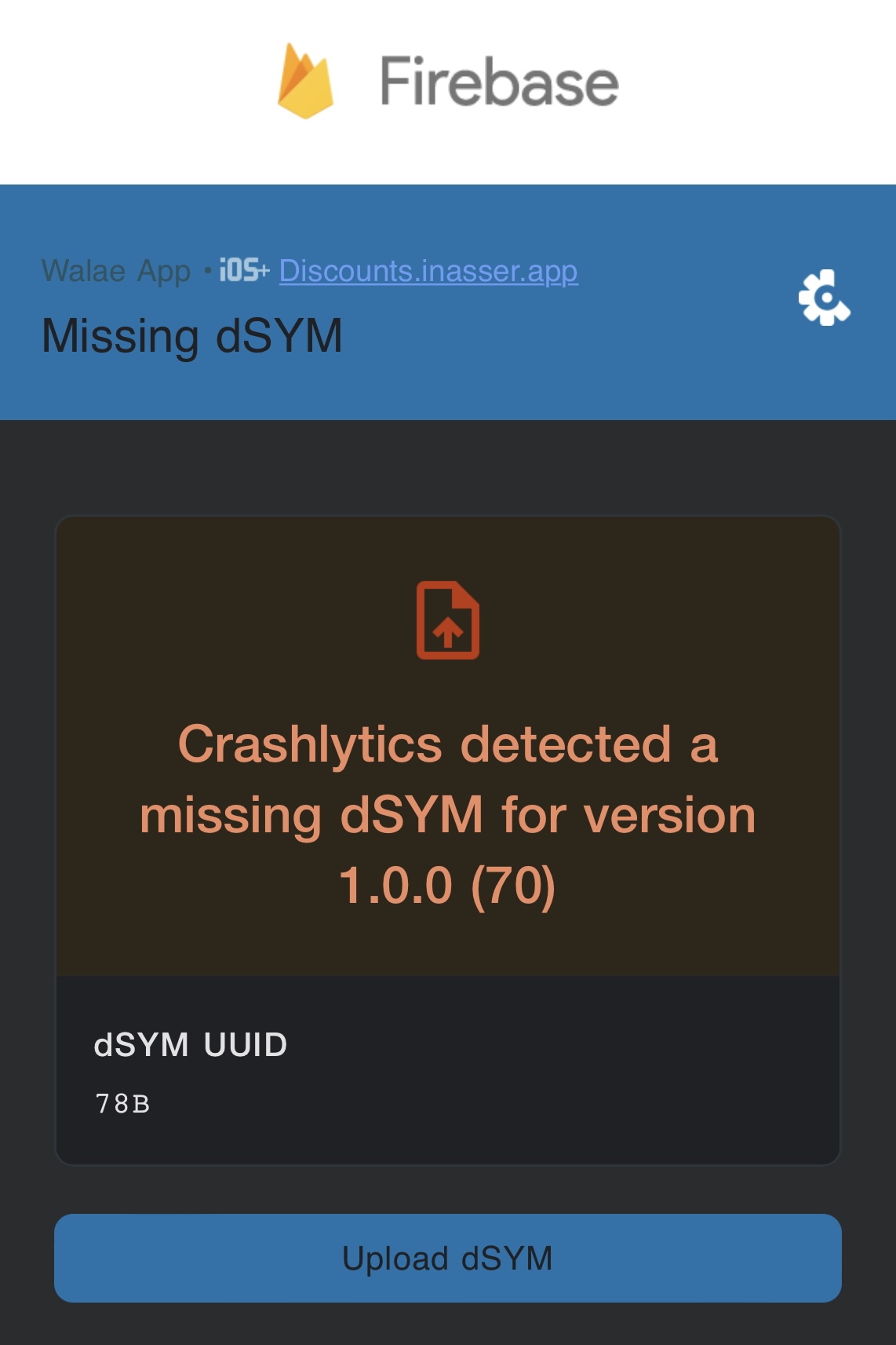 Crashlytics detected a missing dSYM files ! · Issue #67 · FlutterFlow/flutterflow-issues · GitHub