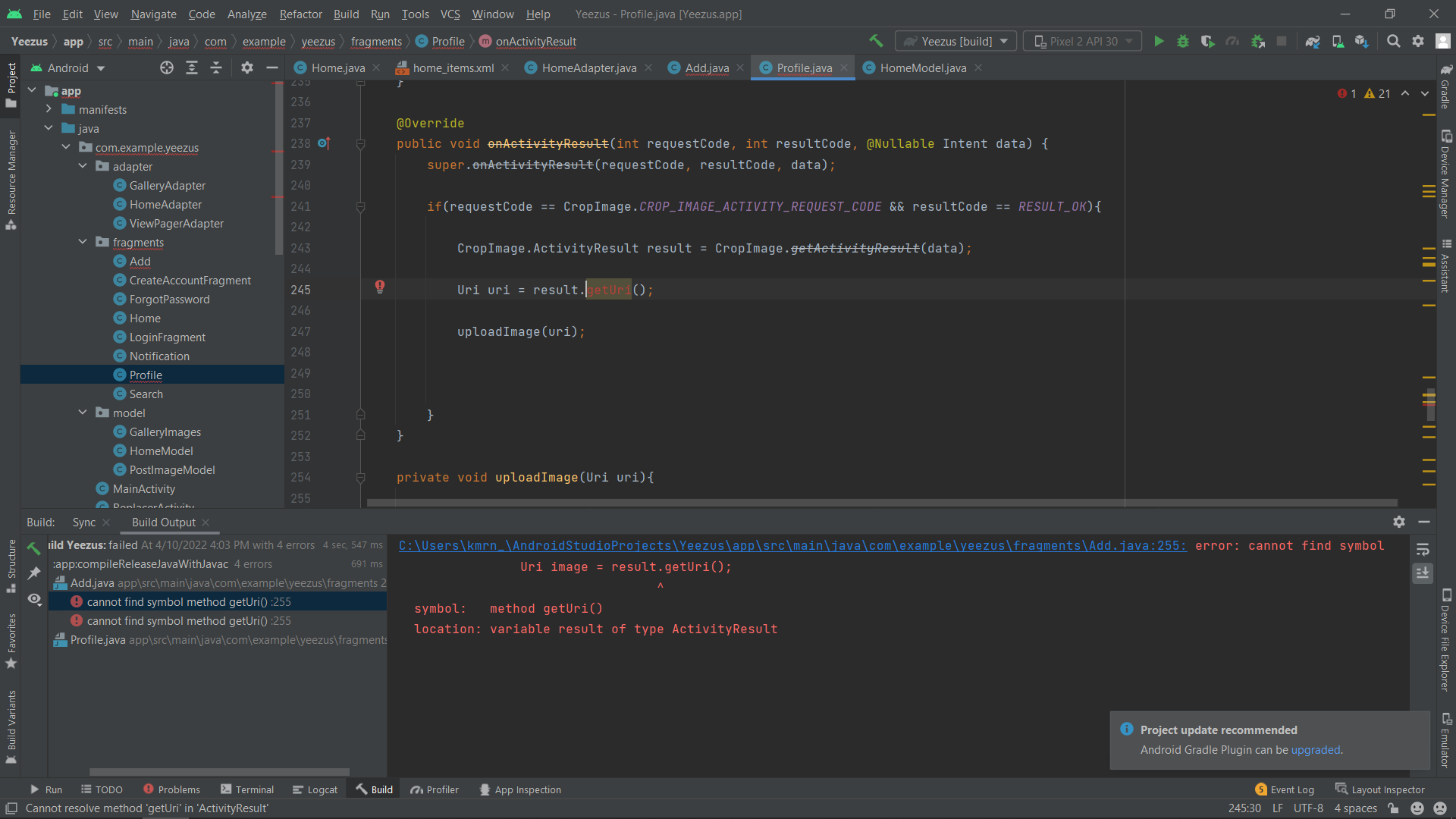 Cannot resolve method 'getUri' in 'ActivityResult' · Issue #351 · CanHub/Android-Image-Cropper ...