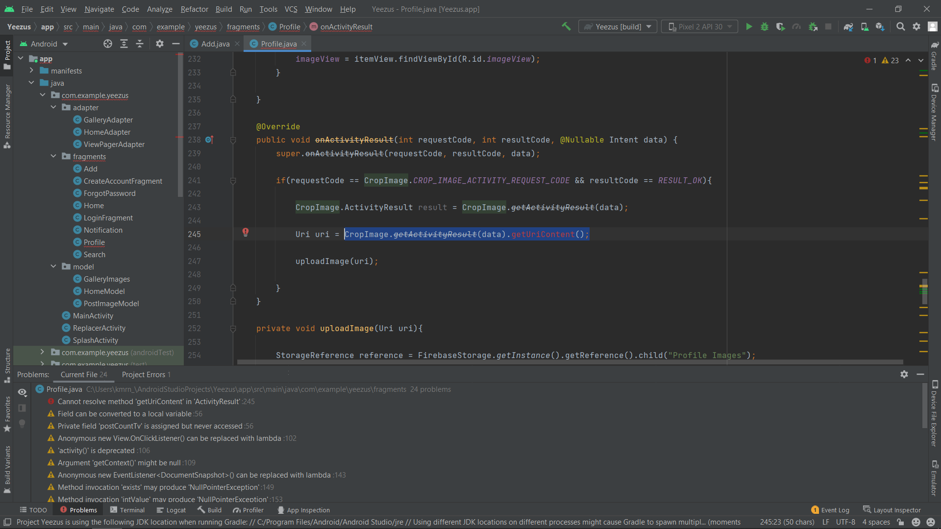Cannot resolve method 'getUri' in 'ActivityResult' · Issue #351 · CanHub/Android-Image-Cropper ...