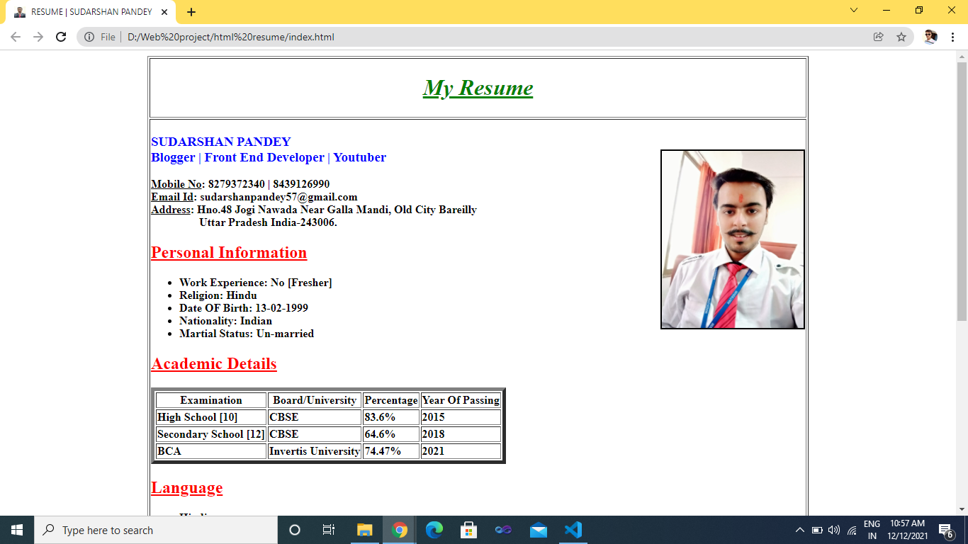 GitHub - sudarshan57/Html_Resume: I have Developed This Resume Webpage ...