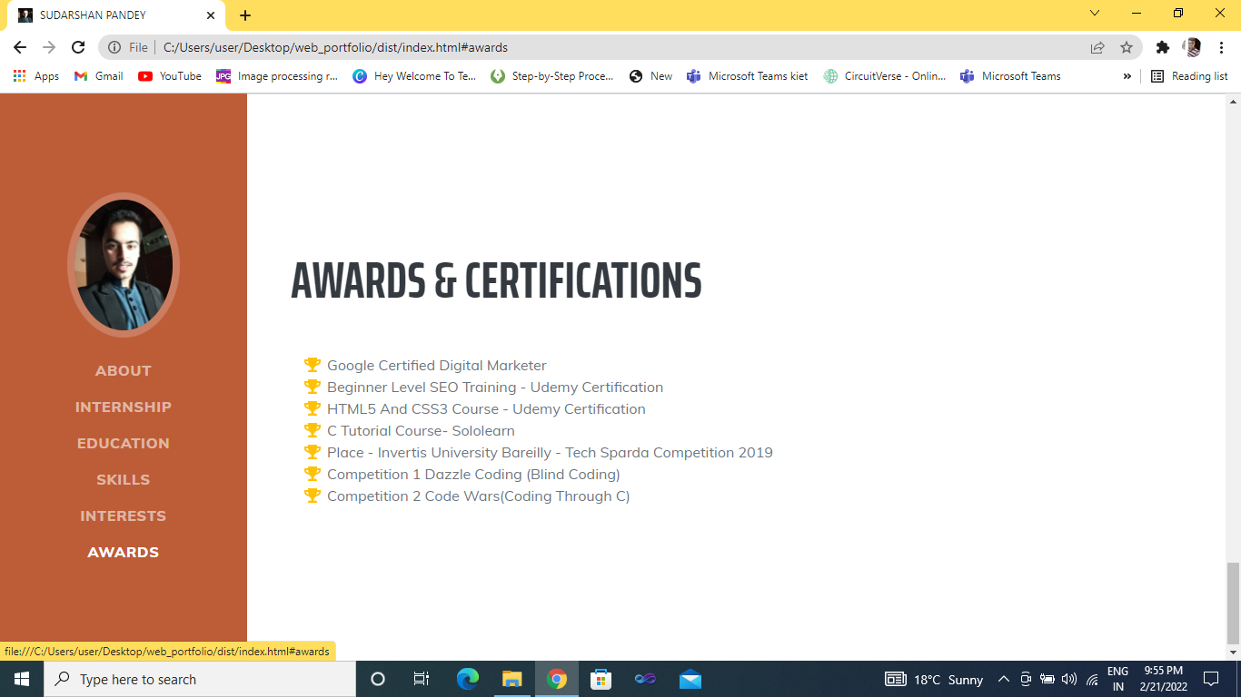 GitHub - sudarshan57/sudarshanpandey: This is my Portfolio