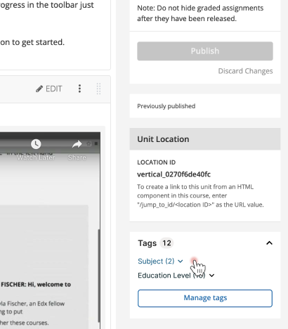 [Tagging] Access unit/component tags from the Unit page · Issue #120 · openedx/modular-learning ...