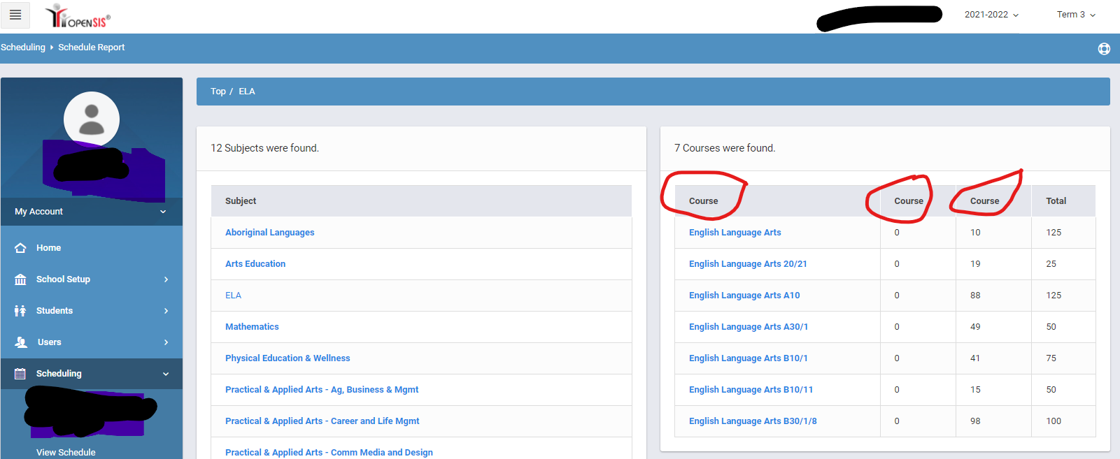 Table headings could be more descriptive. See Schedule Report · Issue ...