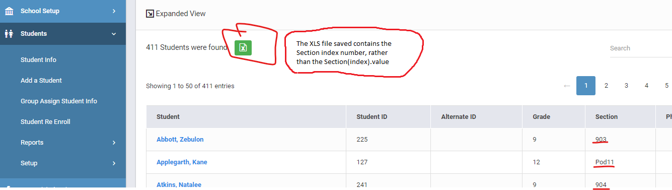 Student Info XLS download, Section Number · Issue #256 · OS4ED/openSIS-Classic · GitHub