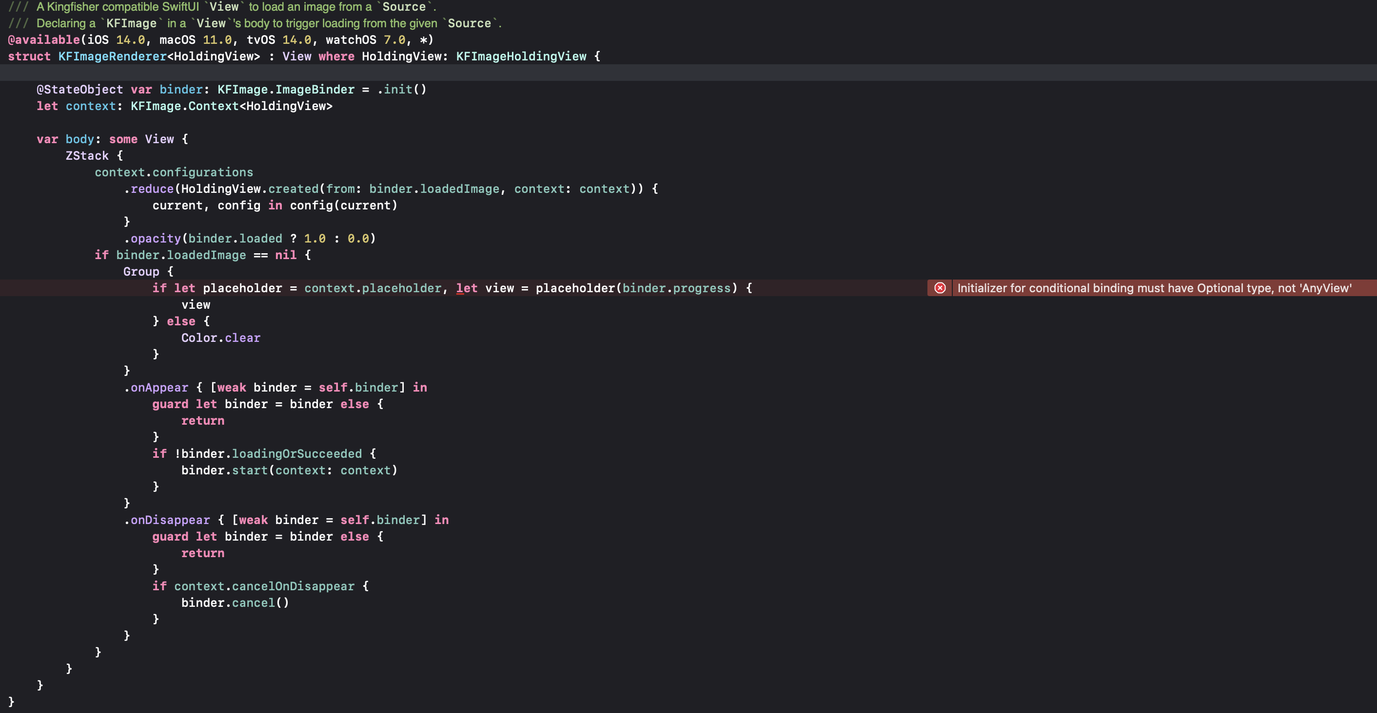 Version 7.3.0 not compiling · Issue #2098 · onevcat/Kingfisher · GitHub