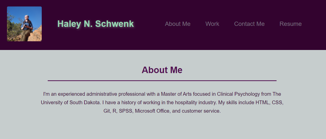 GitHub - HaleyNicole126/portfolio: Haley Schwenk's portfolio built with HTML/CSS
