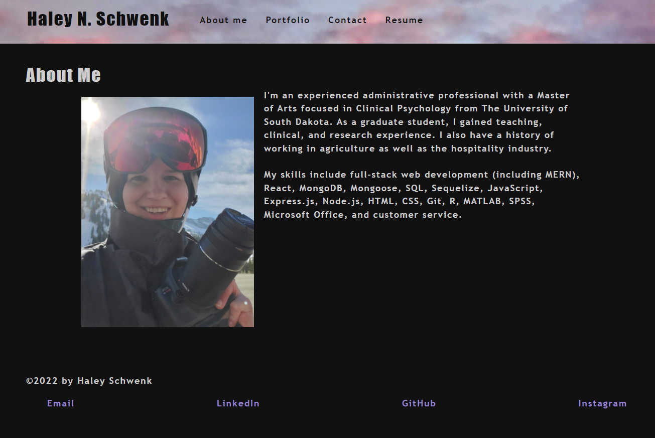 GitHub - HaleyNicole126/react-port-haley: Haley Schwenk's portfolio built with React.js