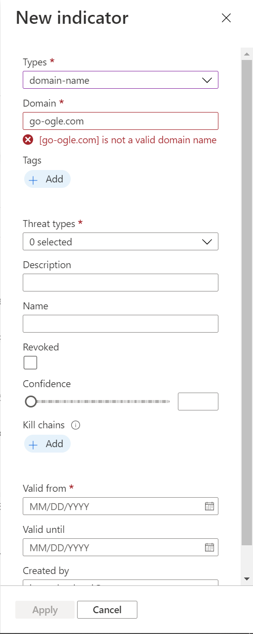 Threat intelligence create a new indicator rejects domains with hyphens ...