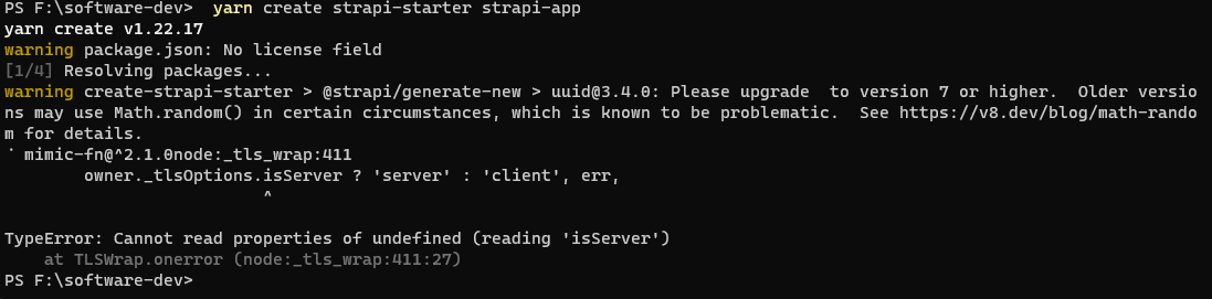 Cant setup new strapi project · Issue #12085 · strapi/strapi · GitHub