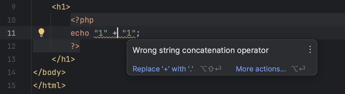 No Concatenation Error Between 2 Strings With · Issue 2667 · Bmewburnvscode Intelephense 0468