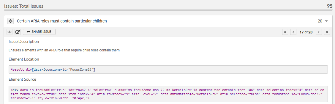 [Bug]: DetailsList has aria-required-children issue when testing a11y ...
