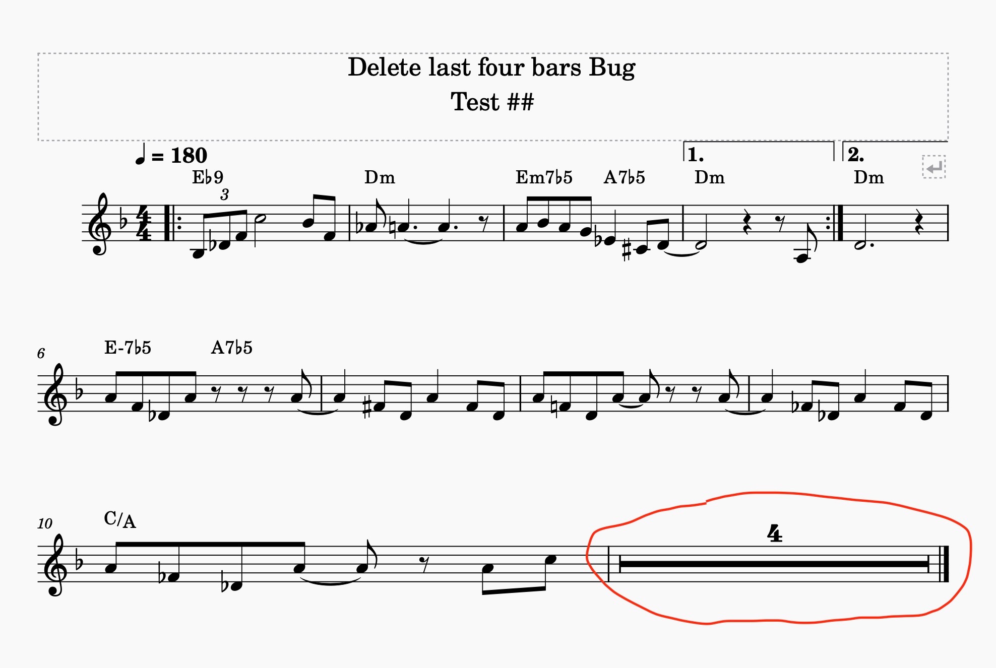 Deletion of last four bars and then an undo results in inability to form a blue rectangle ...