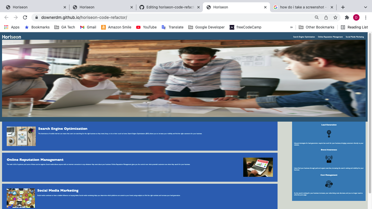 GitHub - downerdm/horiseon-code-refactor: Website refactor