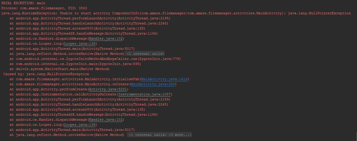 App carshes after launch on emulator · Issue #1118 · TeamAmaze/AmazeFileManager · GitHub