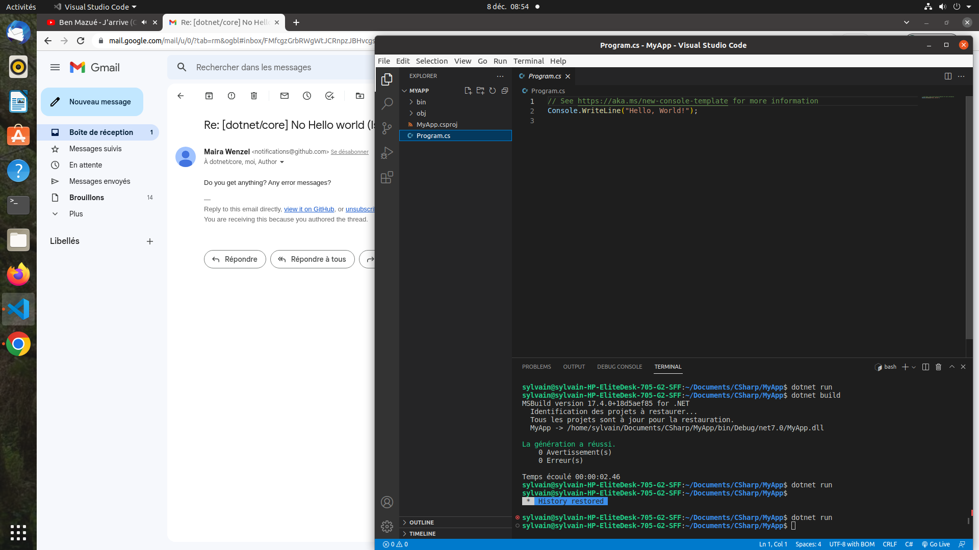 No Hello World · Issue 8021 · Dotnetcore · Github