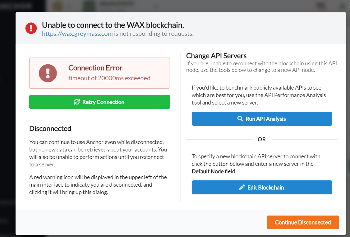 having issue with connecting wallet · Issue #1217 · greymass/anchor · GitHub