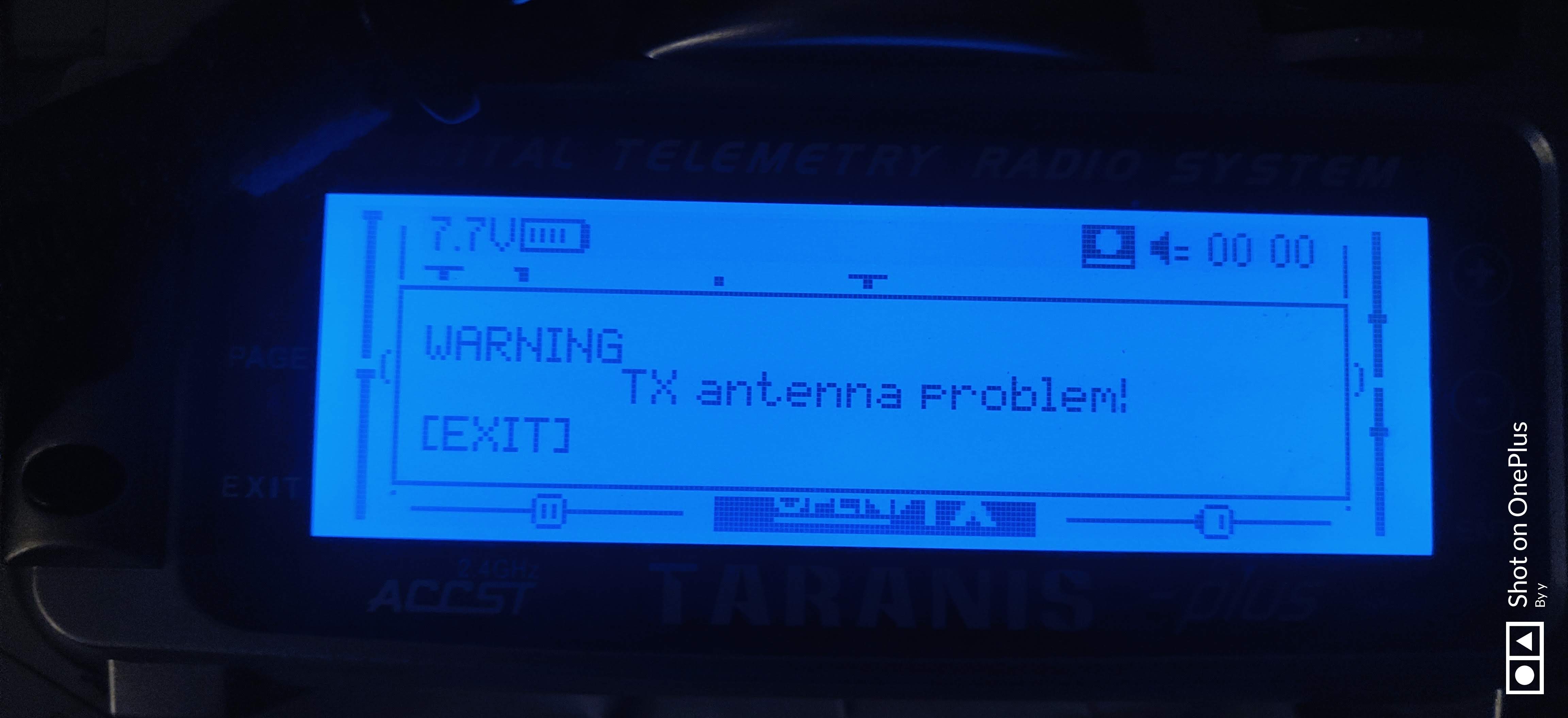 Receiving "Tx antenna problem!" message on X9D+ transmitter. Serial ...