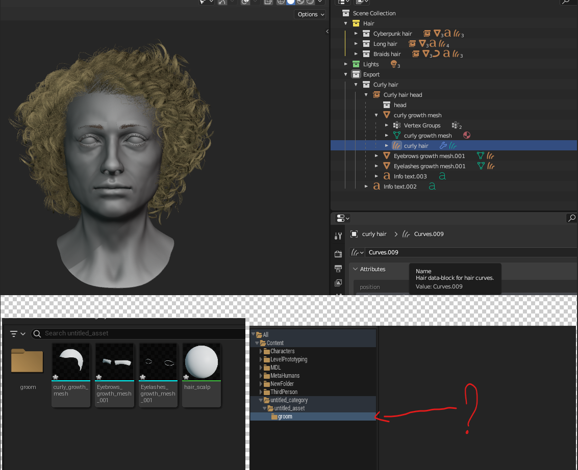 Send 2 Unreal Groom Export Error · Issue 600 · Epicgamesext Blendertools · Github