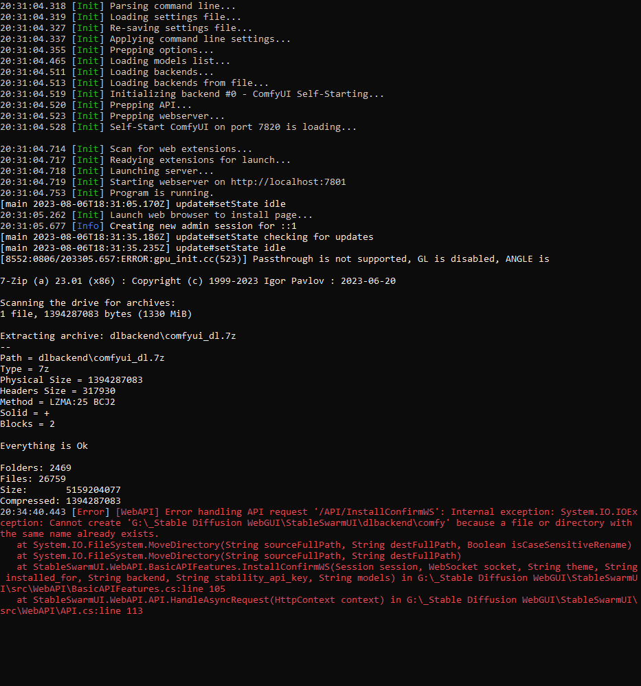 Rerunning the ComfyUI installer if ComfyUI is already installed gives errors · Issue #32 ...