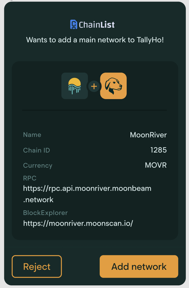 Implement "Add Network" confirmation prompt. · Issue #2957 · tahowallet/extension · GitHub