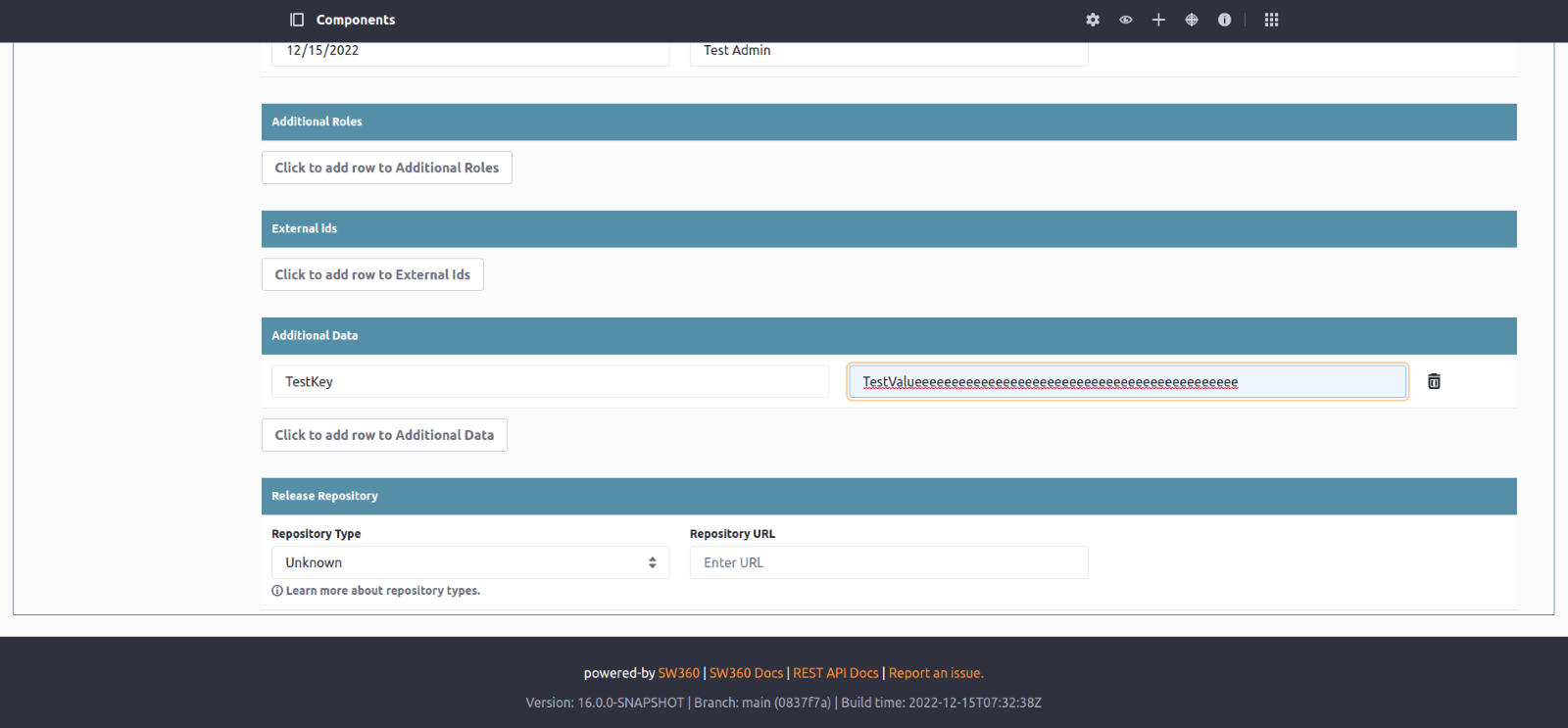 Can not load component page when additional data's text too long. · Issue #1772 · eclipse-sw360 ...