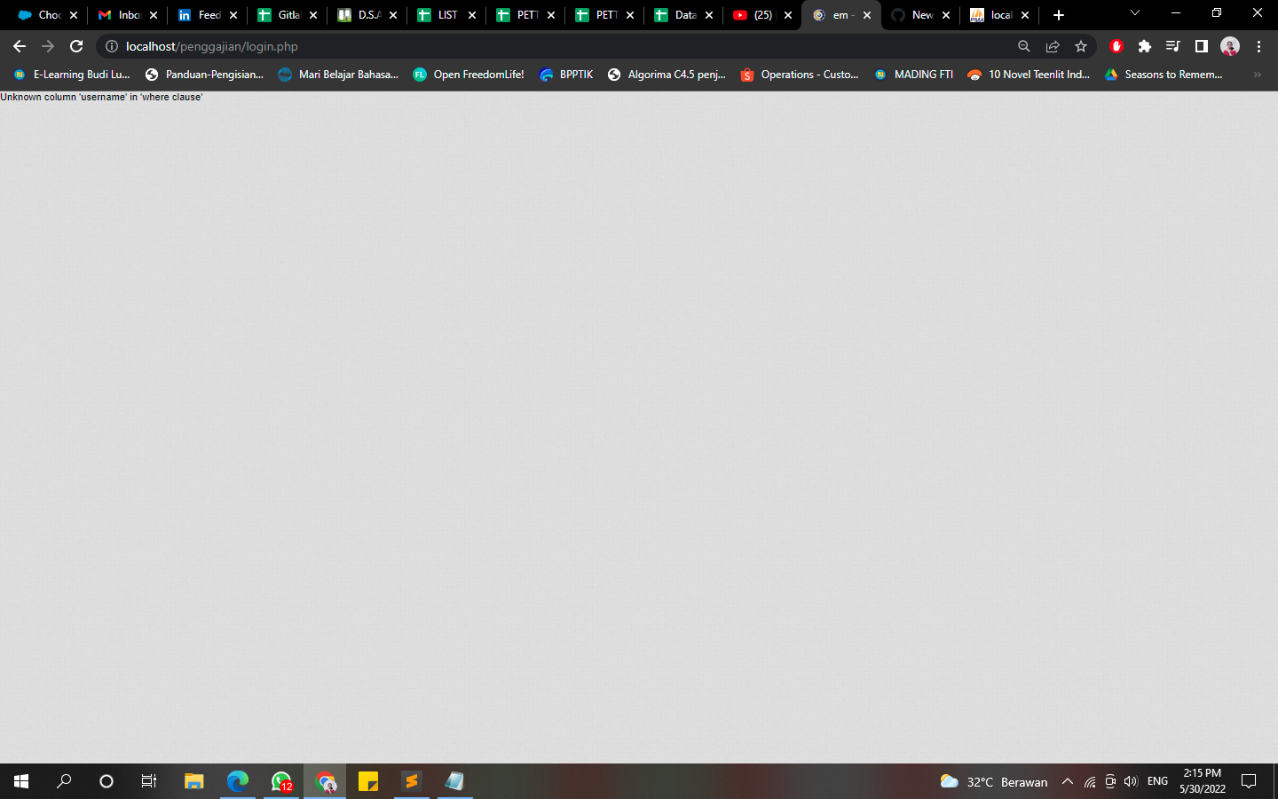 Unknown column 'username' in 'where clause' · Issue #3 · Purusharth07/Employee-and-Payroll ...