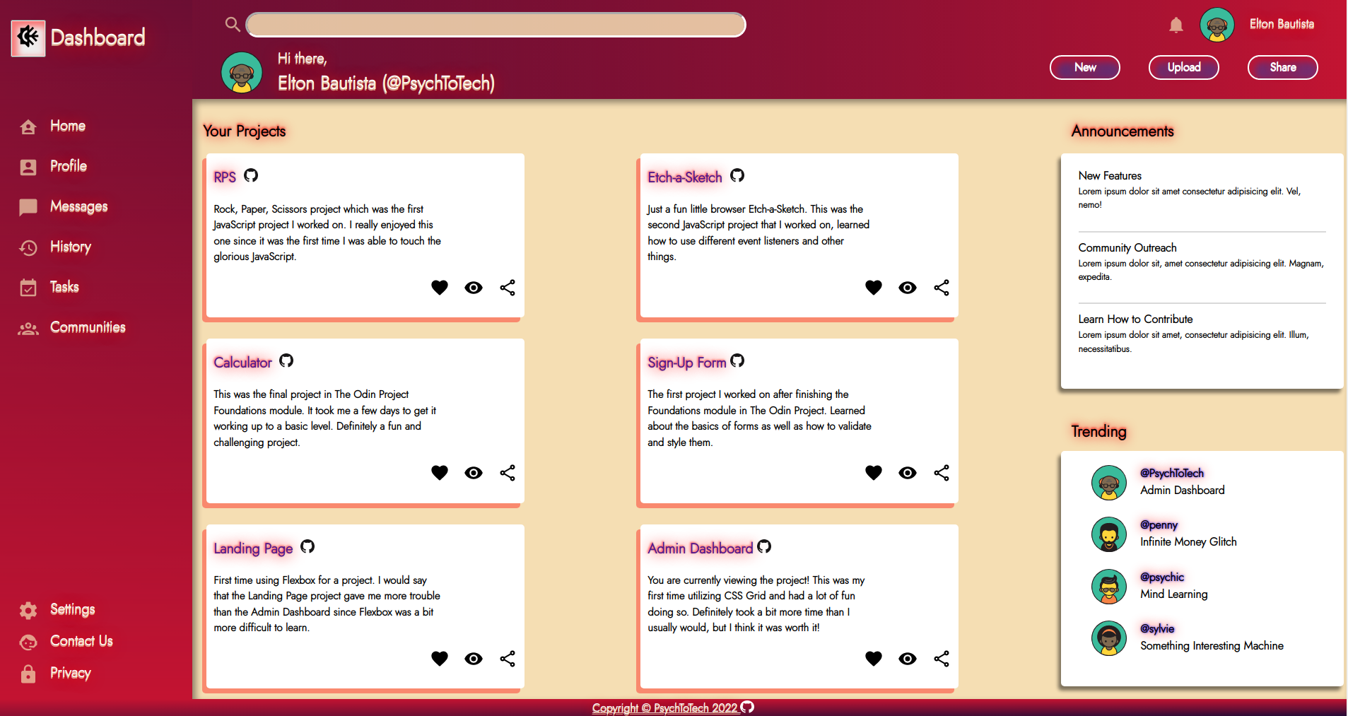 GitHub - eltonbautista/odin-admin-dashboard: A project which utilizes my newfound knowledge of ...