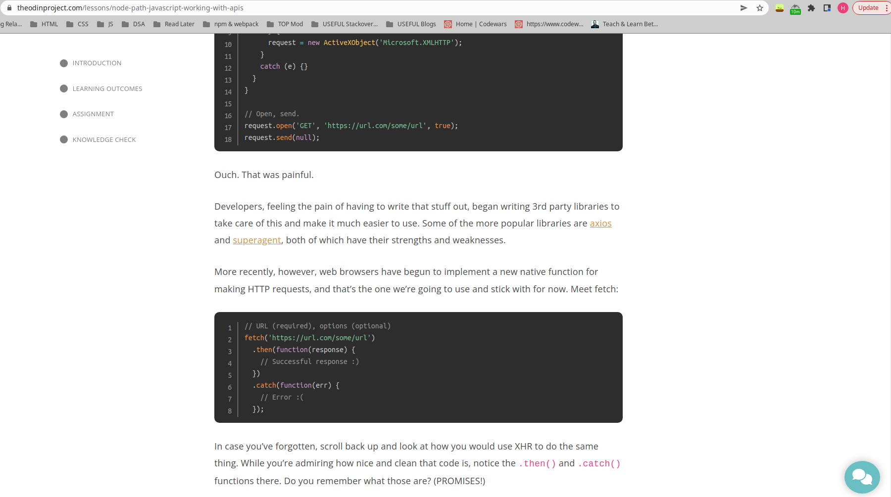 Moving The Fetch Docs In The Working With Apis Lesson · Issue 23926 