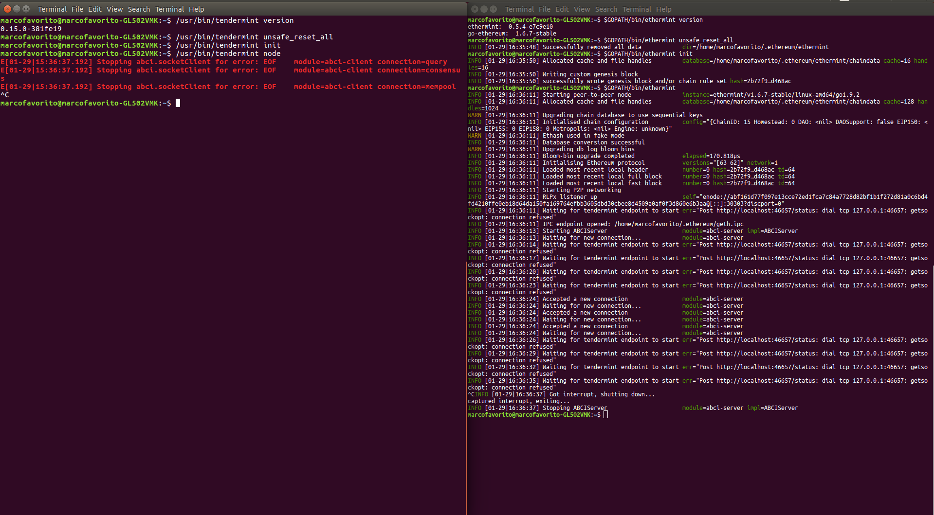 Different behaviors between Tendermint 0.14.0 and Tendermint 0.15.0 with abci-cli and Ethermint ...
