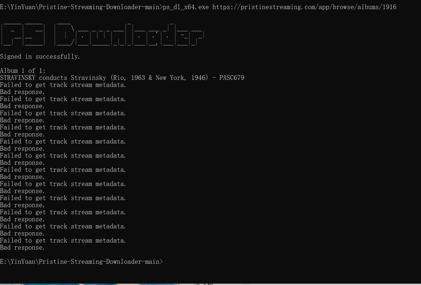 Failed to get track stream metadata. · Issue #1 · Sorrow446/Pristine-Streaming-Downloader · GitHub