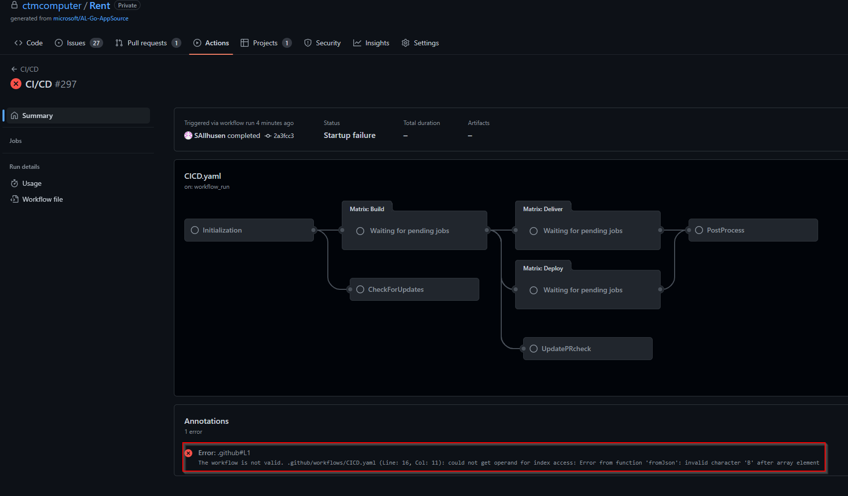 CICD jobs that are triggered by the pull request trigger run directly ...