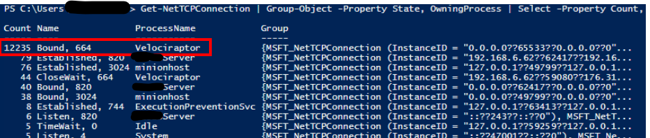 Velociraptor.exe process keeps binding to more and more ports · Issue ...