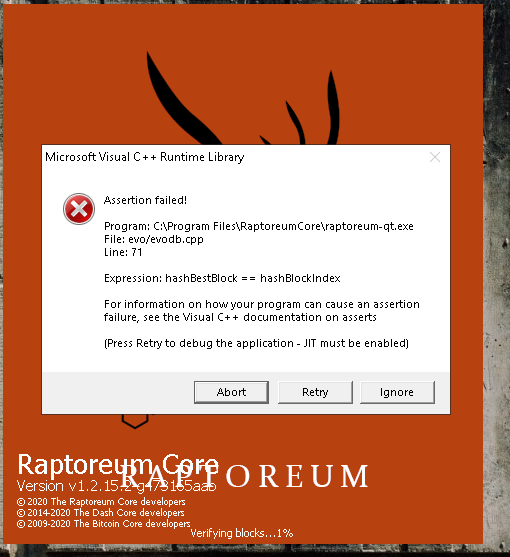 Assertion Failed · Issue #55 · Raptor3um/raptoreum · GitHub