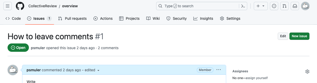 How to leave comments · Issue #1 · CollectiveReview/collective-review ...