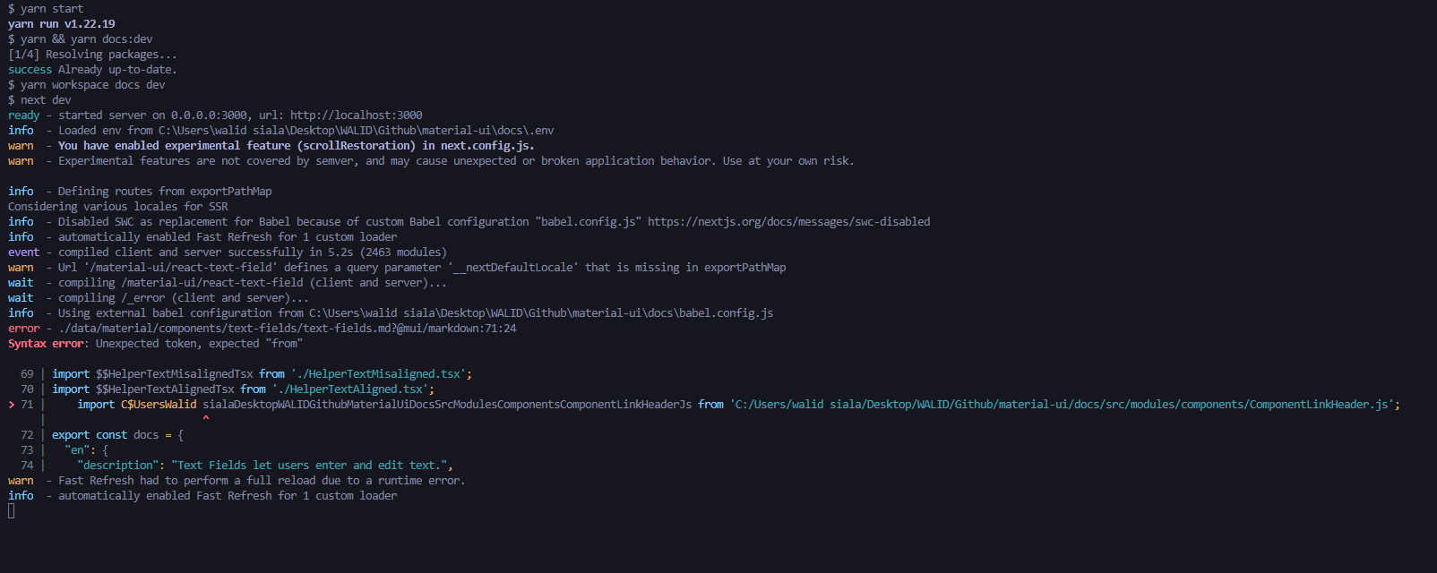[docs-infra] Website doesn't build when the parent directory contains a space · Issue #36634 ...