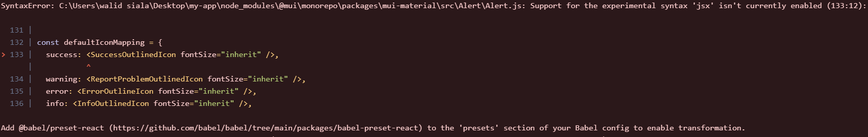 Support For The Experimental Syntax Jsx Isnt Currently Enabled · Issue 36893 · Muimaterial