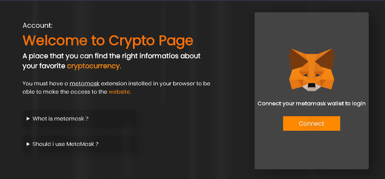 GitHub - RobertoAthos/Crypto-Page: Web3 authentication with metamask wallet
